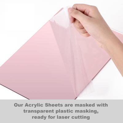 Cina Pink Rose Gold Acrylic Sheets Board Mirror Cast Blanks 8x12 inch 1/8 Thick in vendita