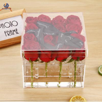 China Home Organization Flower Rose Acrylic Storage Box Easy Clean Customized Thickness for sale