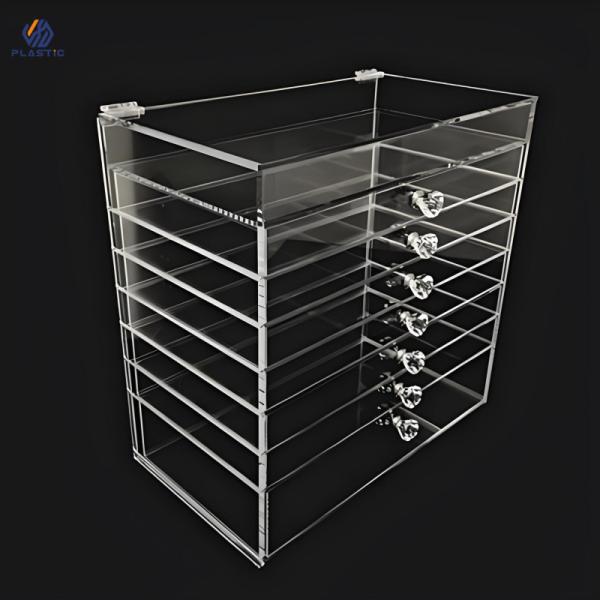 Quality Customized Size Acrylic Storage Box Makeup Organizer Rectangular Shape for sale