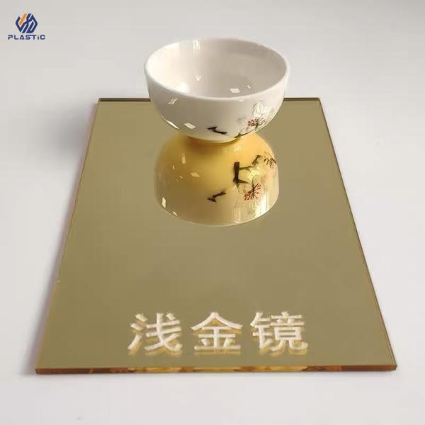 Quality Gold Silver Acrylic Mirror Sheet 0.8mm 0.6mm 1.0mm Thick Covered With PE Film for sale