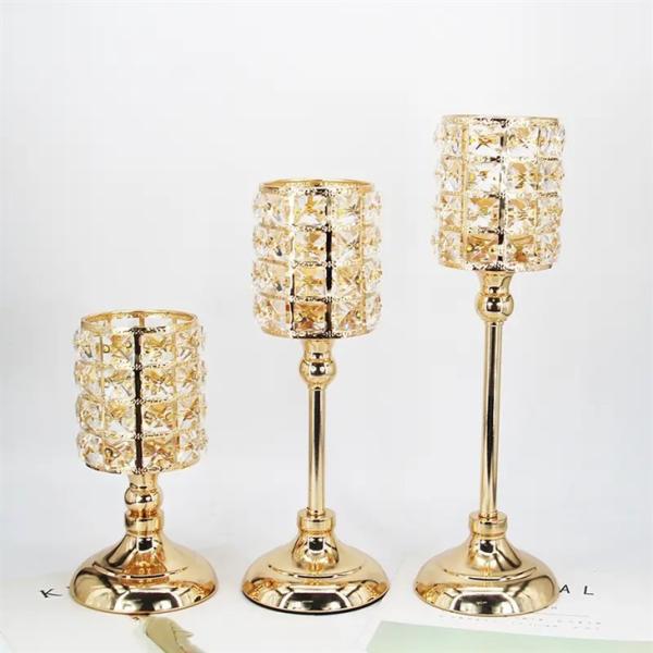 Quality Home Decorations Glass Candle Holder Crystal Holder Set Elegant Tall Glass Crystal Candles Holder Clear for sale