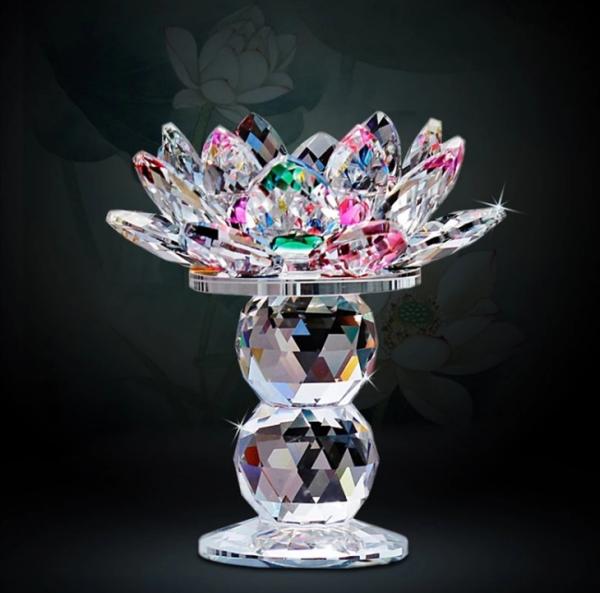 Quality Lotus Flower 2 Balls Crystal Candle Holders For Wedding Giveaway Gifts Crystal for sale