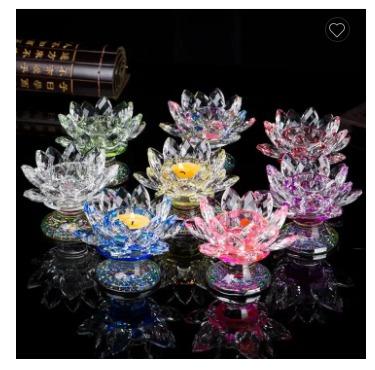 Quality Glitter Small Lotus Flower Crystal Candle Holders For Wedding Giveaway Gifts Crystal for sale