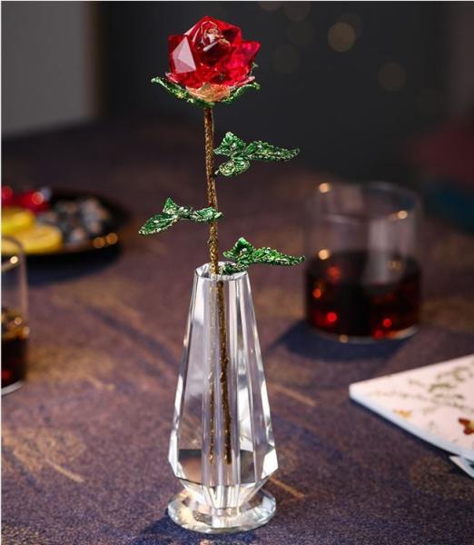Quality Crystal Rose Gifts With Vase for sale