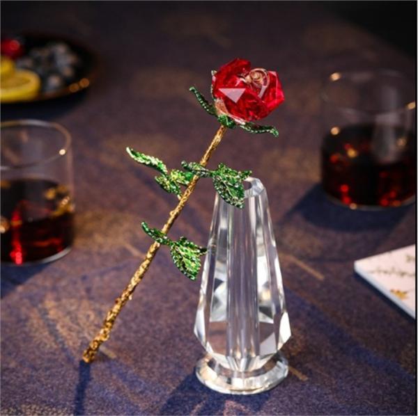 Quality Crystal Rose Gifts With Vase for sale
