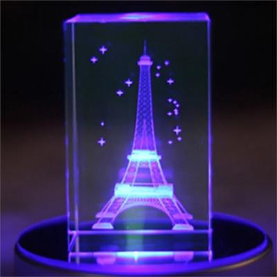 China Crystal Gift Eiffel Tower Engraved Crystal Cube 3D Laser ... for sale