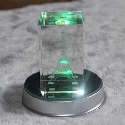 China Crystal Gift Eiffel Tower Engraved Crystal Cube 3D Laser ... for sale