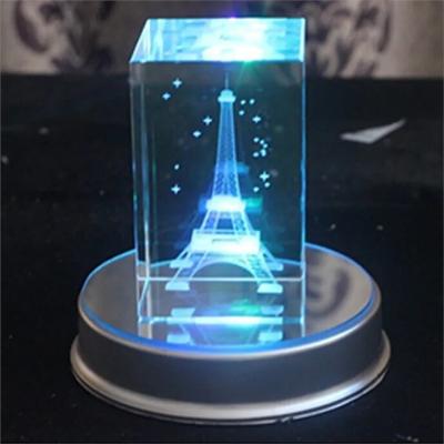 China Crystal Gift Eiffel Tower Engraved Crystal Cube 3D Laser ... for sale