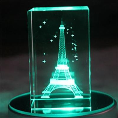 China Crystal Gift Eiffel Tower Engraved Crystal Cube 3D Laser ... for sale