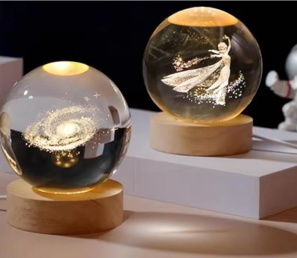 Quality Honor Of Crystal Solar System Galaxy Ball 3d Laser Transparent Crystal Ball With Led Light for sale
