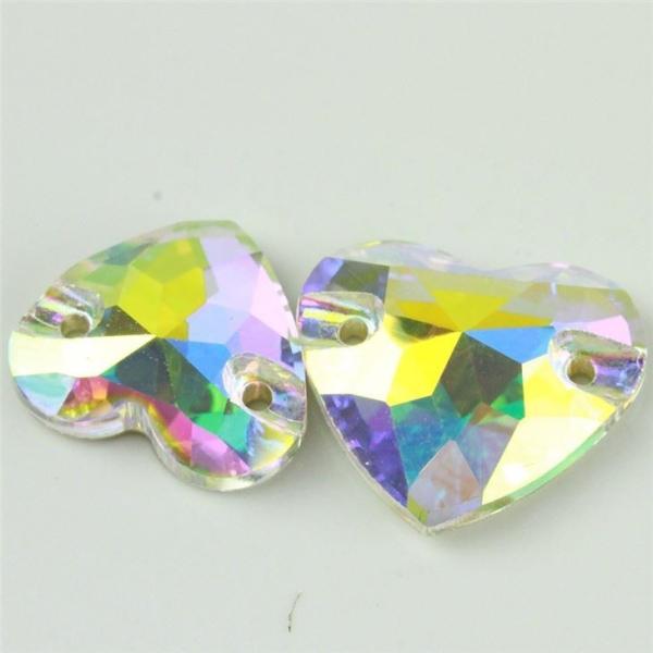 Quality Heart Shape Hand Sewing Drill Double-hole Flatback Crystal Stones for sale