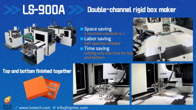 Cina LS-900A Bi-Channel Intelligent Fully Automatic high speed top bottom at the same time Rigid Box Making Machine in vendita
