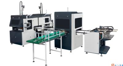 Китай Bi-Channel Intelligent Fully Automatic Rigid Box Making Machine For Wine Luxury Bottle Cuo Box продается