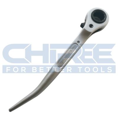 China New Design Flush Type Double Size Socket Ratchet 19 x 22mm Scaffolding Podger Ratchet Length 250mm as Construction Tools for sale