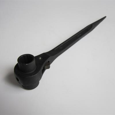 China Aligning Bolts Hand Tool 14mm 17mm Drive Dual Socket Head Spud Ratchet Wrench Scaffold Podger End Ratchet Spanner for sale