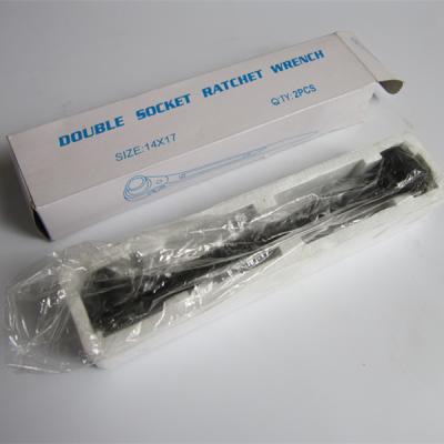 China Aligning Bolts Hand Tool 14mm 17mm Drive Dual Socket Head Spud Ratchet Wrench Scaffold Podger End Ratchet Spanner for sale