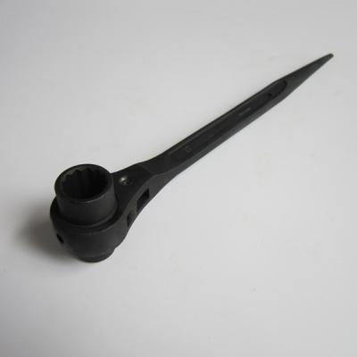 China Aligning Bolts Hand Tool 14mm 17mm Drive Dual Socket Head Spud Ratchet Wrench Scaffold Podger End Ratchet Spanner for sale