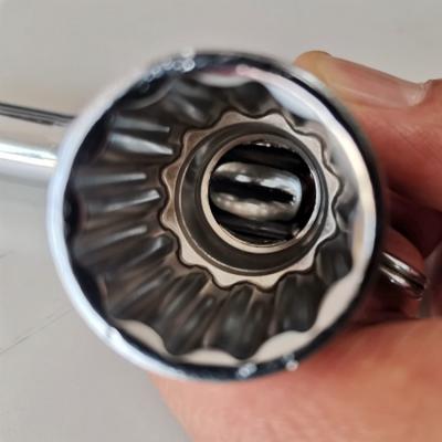 China Bright Chrome Steel Scaffolding Swing-over Box Spanner 12 Points 7/16in 21mm Poker Handle Scaffolder Spanner for sale