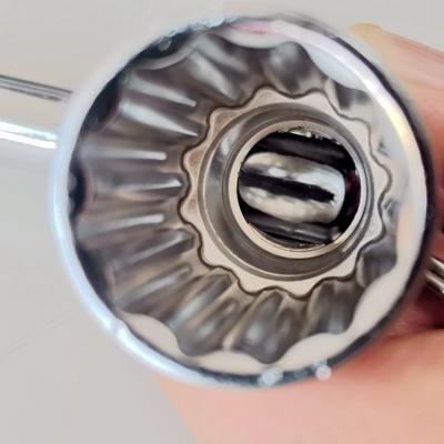 China Bright Chrome Steel Scaffolding Swing-over Box Spanner 12 Points 7/16in 21mm Poker Handle Scaffolder Spanner for sale