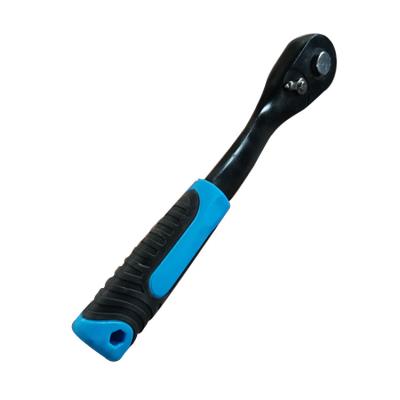 China Rubber Handle Square Drive Socket Wrenches Pear Head Shaped Ratchet Spanner 90 Teeth with Quick Release Button for sale