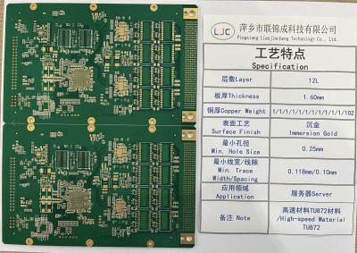 Cina 12 strati PCB di comunicazione server per un'elaborazione e una memorizzazione veloci e sicuri dei dati in vendita