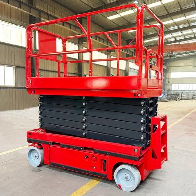 China Batterij aangedreven 4-14m elektrische draagbare schaar bouwlift met hydraulisch systeem Te koop