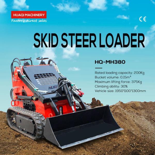 Quality Walk Behind Crawler Mini Skid Steer Loader with Rubber Tracks and 380 Kg Bucket for sale