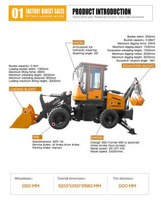China Construction Work Diesel Engine Front Loader Backhoe Loader with 3 Ton Wheel Loader for sale