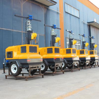 Cina 220v Pushcart Tipo 5M Manuale Rod LED Mobile Light Tower 200W 300W 400W IP Rated Standard in vendita