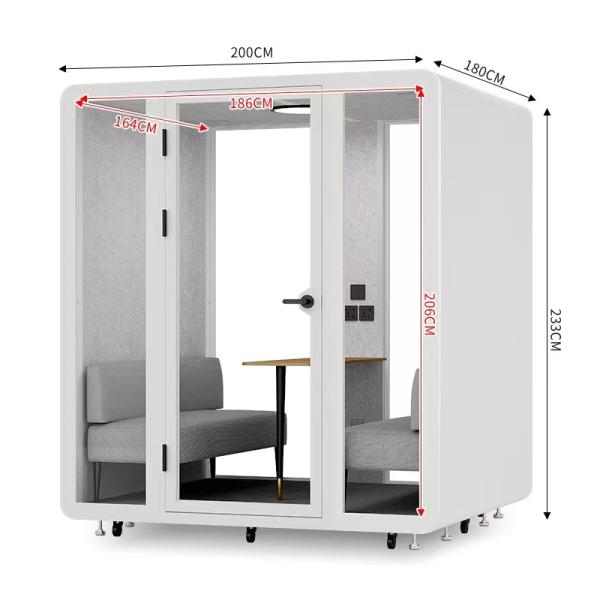 Quality Portable 2- 4 Person Meeting Pod , Modular Office Pods Soundproof for sale