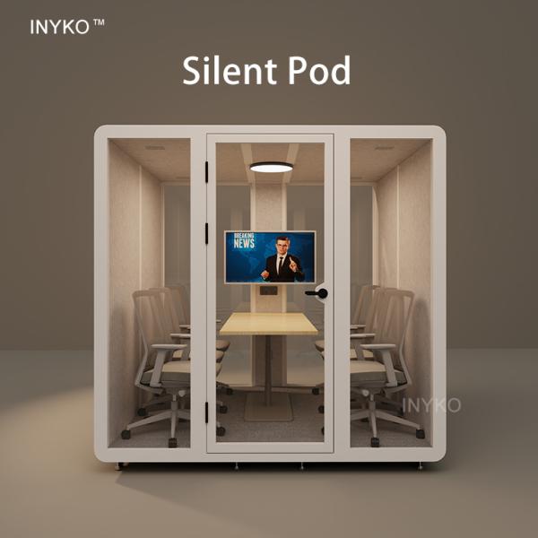 Quality Portable Modern Office Privacy Booth , 6 Person Meeting Pod For Office for sale