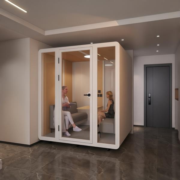 Quality Log Cabin With An Acoustic Phone Soundproof Booth And A Portable Cabin Is A Meeting Office Pod for sale