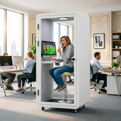 China Soundproof Booth with STC45dB Sound Insulation LED Lighting System and Wheelchair Accessible Office Pod for sale