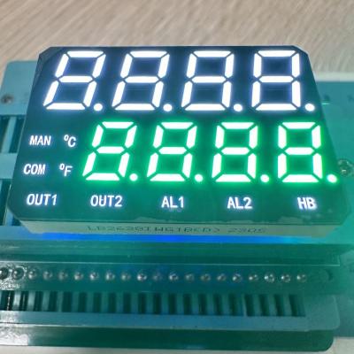 China High Brightness White /Pure Green Dual Line 7 Segment LED Display Common Anode for Temperature Indicator for sale