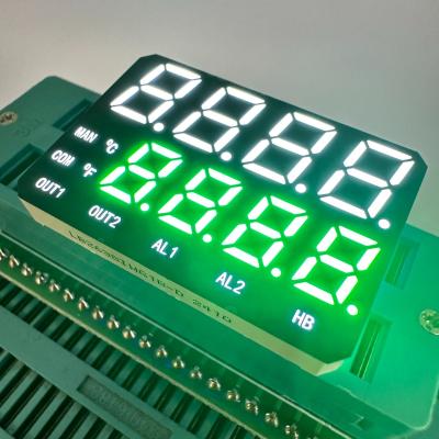 China Dual Line 4+4 Digit White /Pure Green Customized 7 Segment LED Display Common Anode 26*38MM for Temperature Indicator for sale
