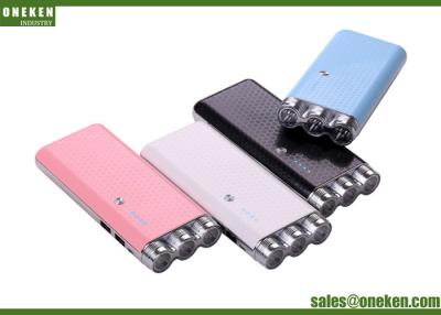 China 9000mAh 3 Flashlight Power Bank 186G Pink / Black USB Connected For Travel for sale