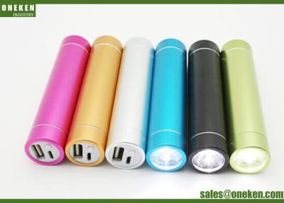 China Tube Flashlight Smartphone Power Bank , Gold 2600mAh Portable Mobile Charger for sale
