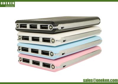 China Leather Surface LCD Display Power Bank 3 USB Ports Portable Mobile Phone Charger 8000mAh for sale
