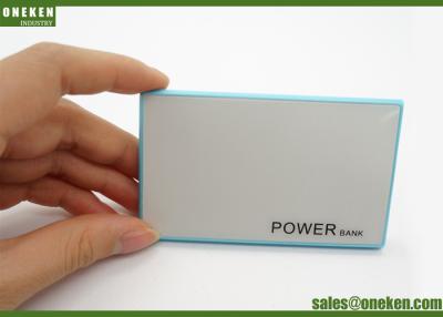 China 2000mah Ultra Slim Power Bank White / Blue Credit Card Portable Charger for sale