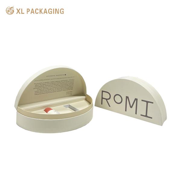 Quality Eco-friendly Half Round Cosmetic Packaging Box with Embossed Logo and EVA Foam for sale
