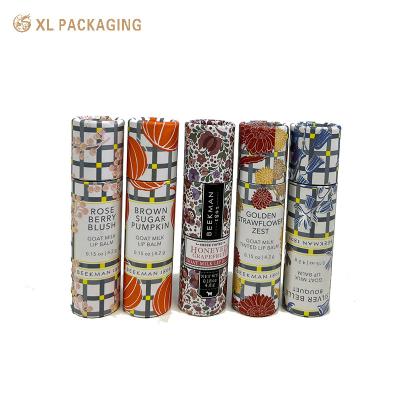 China Biodegradable Customized Printed Paper Packaging Tubes Kraft Cardboard Oil Proof Lipstick Lip Balm Wrapping for sale