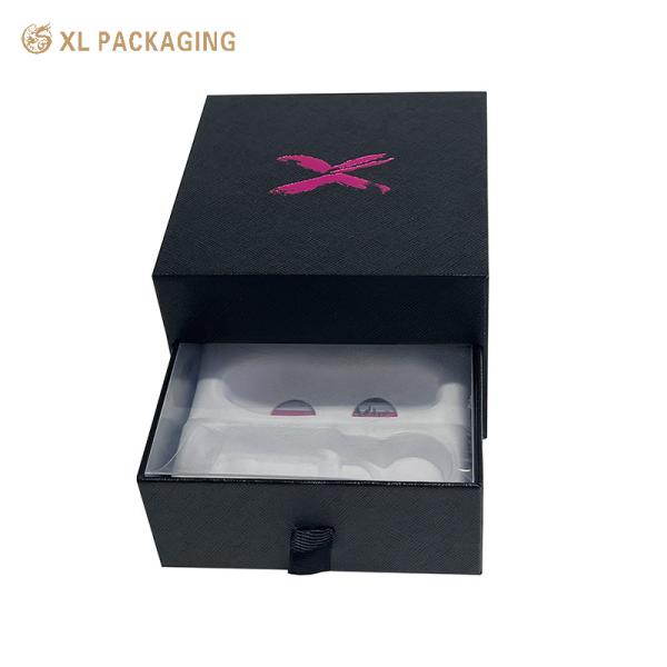 Quality Custom Logo Paper Black Perfume Box Packaging Empty Perfume Boxes 2 Layers Drawer Cosmetic Gift Box for sale