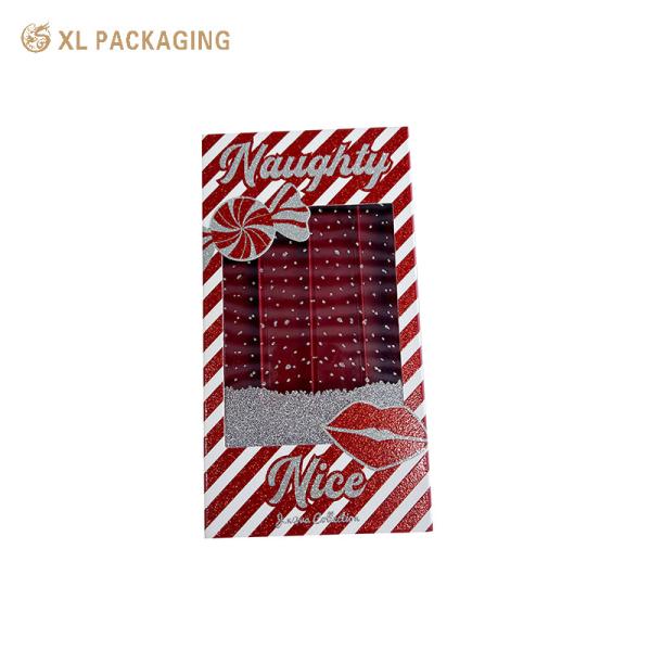 Quality Red Cosmetic Lip Gloss Lipstick Packaging Box Paper Glitter Slide Drawer Box Packaging for sale