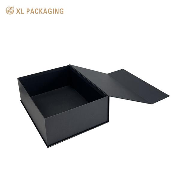 Quality Black Cardboard Magnetic Closure Box Folding Clothing Garment T Shirt Packaging for sale
