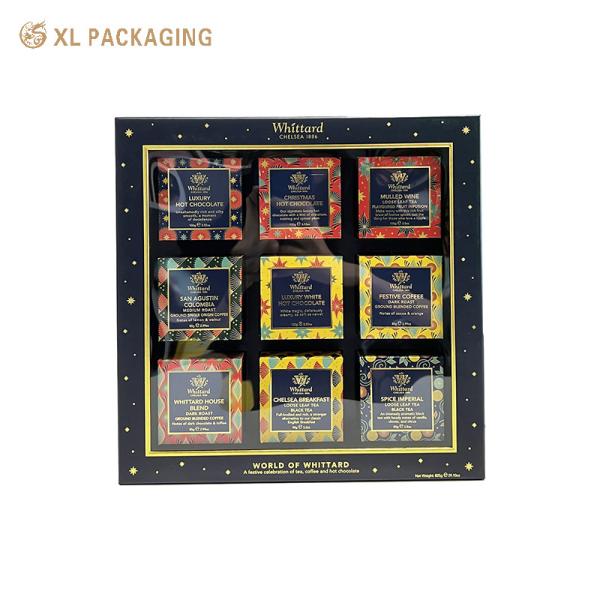 Quality OEM Luxury Rose Gold Glitter Paper Clear PVC Window Cosmetic Carton Collection Gift Paper Box Set With Flocked Tray for sale