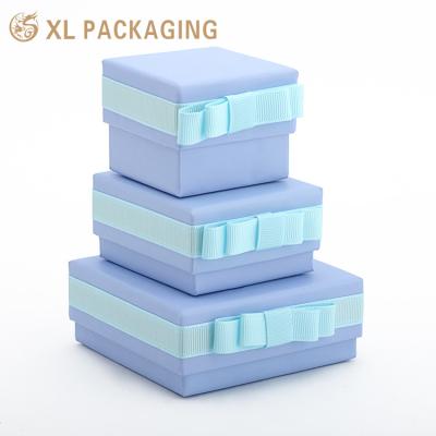 China Blue Marble Cardboard Drawer Slide Jewelry Box With Ribbon Bow Luxury Bracelet Packaging Velvet Lining & Gold Foil Accents Elegant Gift Box For Bridesmaids Birthdays & Premium Jewelry for sale