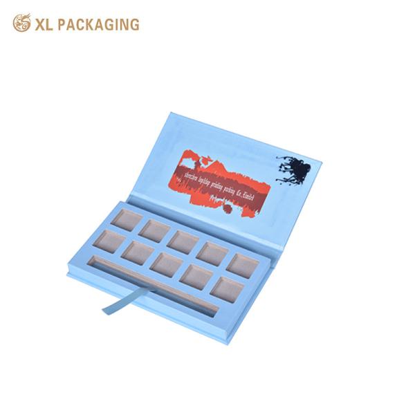 Quality Luxury Embossing Logo Soft Touch Lamination Fashion Face Eye Shadow Palette Paper Packaging Box With Mirror for sale