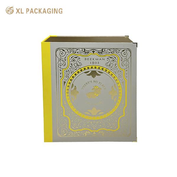 Luxury Skin Care Advent Calendar Box Classic Collector's Book Design with Gold Foil Logo for Christmas