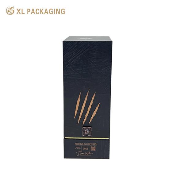 Custom Printed Gold Foil Logo Wine Gift Box Packaging With Window Lid And Base Paper Box Factory
