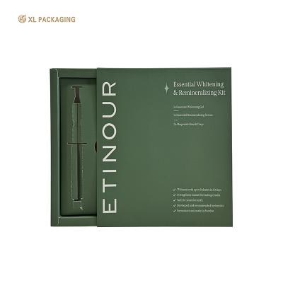 China Custom Logo Drawer Box Green Card Paper Folding Box Sliding Packaging Boxes With Insert for sale